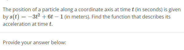 Solved The position of a particle along a coordinate axis at | Chegg.com