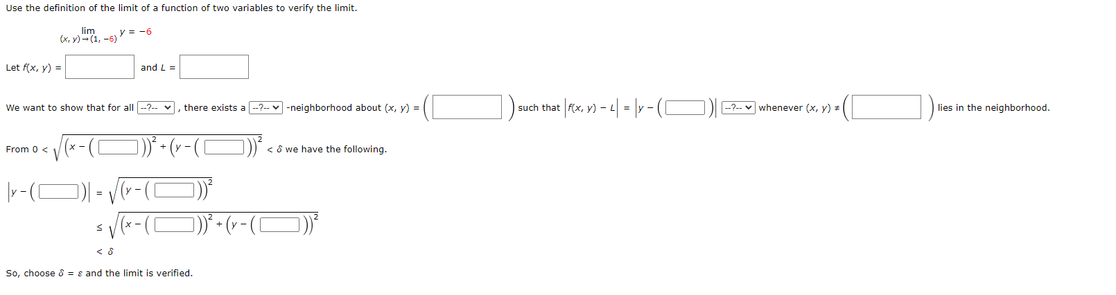 Solved Use the definition of the limit of a function of two | Chegg.com