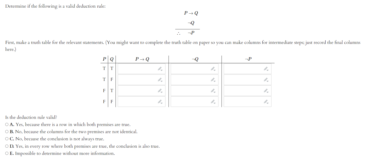 Solved Determine if the following is a valid deduction rule: | Chegg.com
