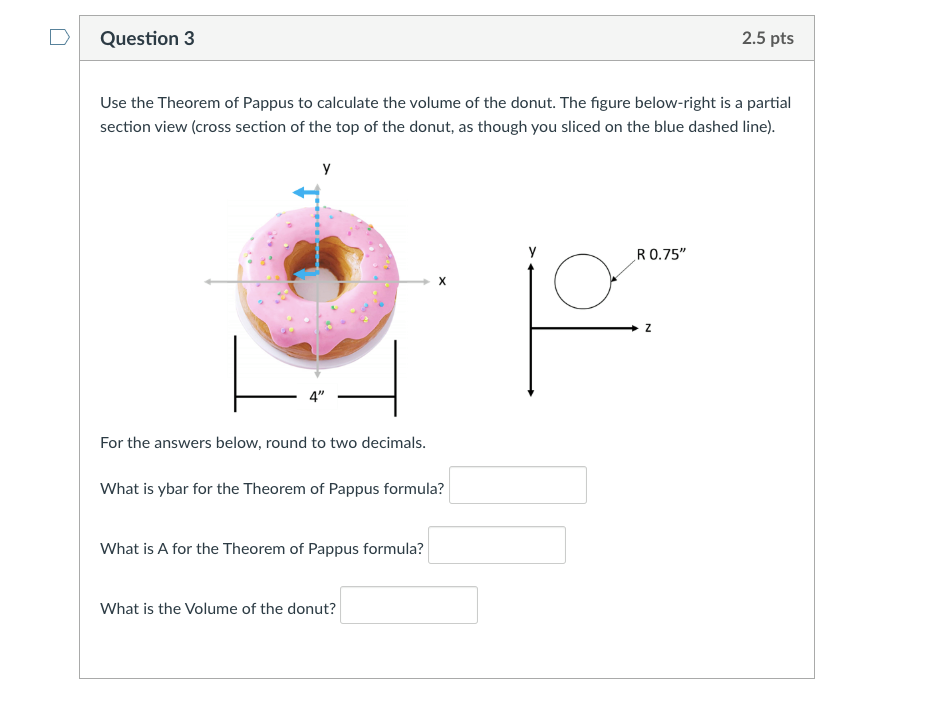 Solved Question 3 2.5 pts Use the Theorem of Pappus to | Chegg.com