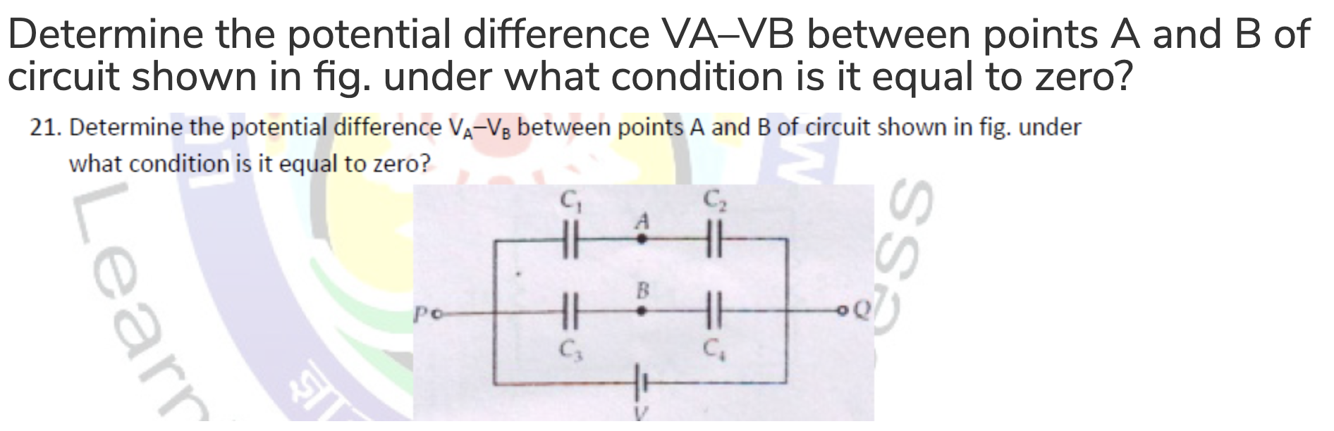 Solved Determine the potential difference VA-VB between | Chegg.com