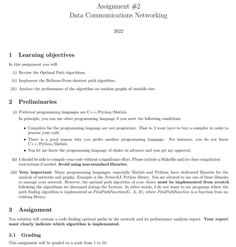 Solved Assignment #2 Data Communications Networking 2022 1 | Chegg.com