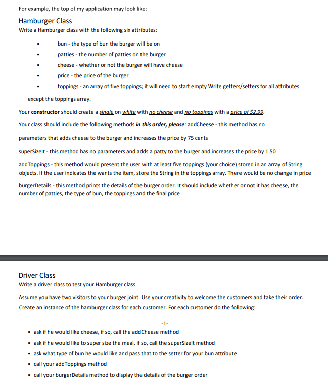 Solved Assignment 5 – Hamburger Joint For this assignment, | Chegg.com