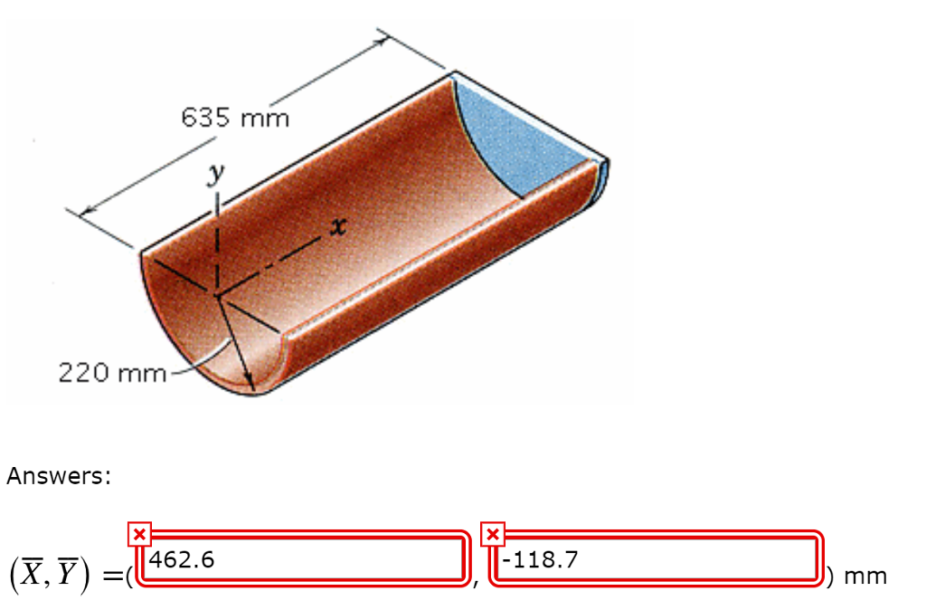 Solved Determine the position of the mass center of the | Chegg.com
