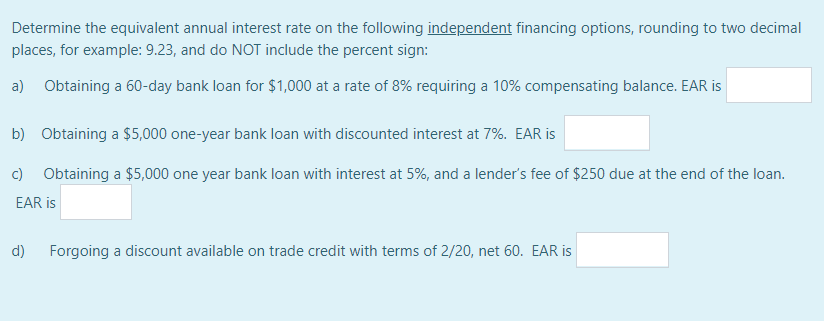 Solved Determine the equivalent annual interest rate on the | Chegg.com