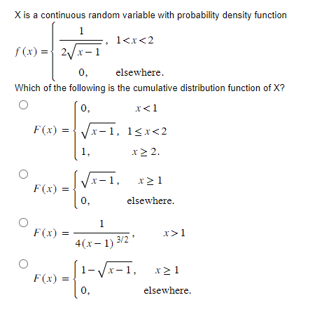 Solved X is a continuous random variable with probability | Chegg.com