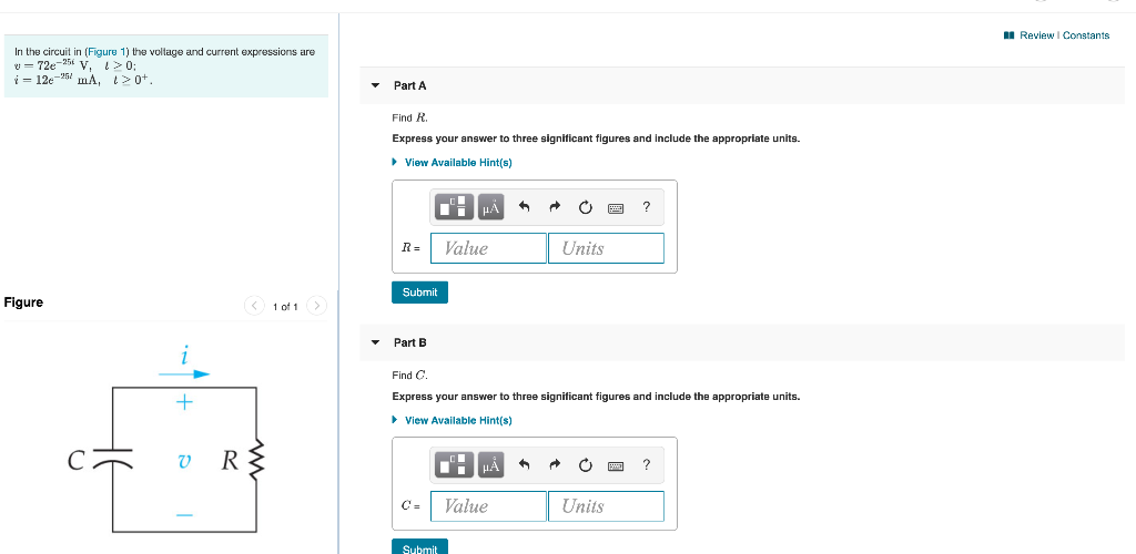 Solved I Review Constants In the circuit in (Figure 1) the | Chegg.com
