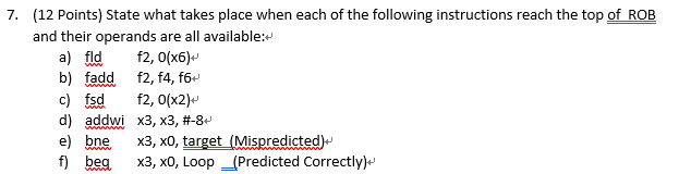 Solved (12 Points) State what takes place when each of the | Chegg.com