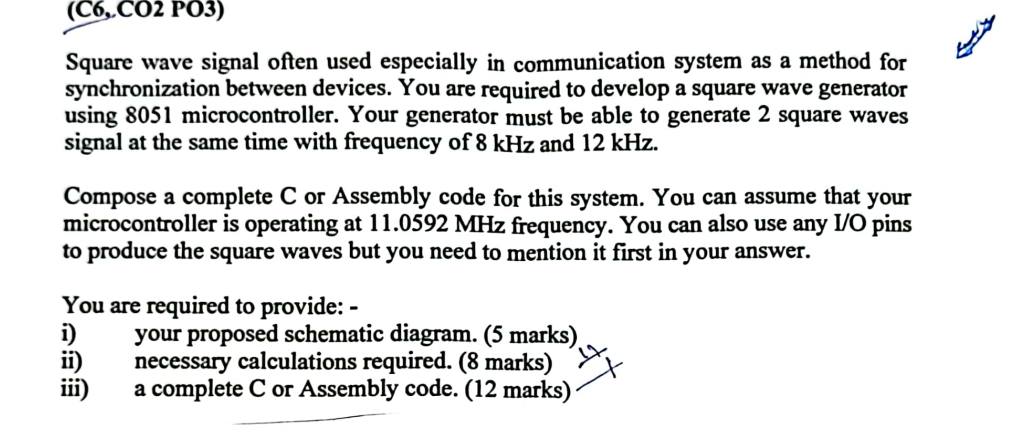 Solved Square wave signal often used especially in | Chegg.com