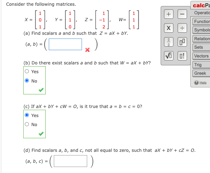Solved Consider the following matrices. | Chegg.com