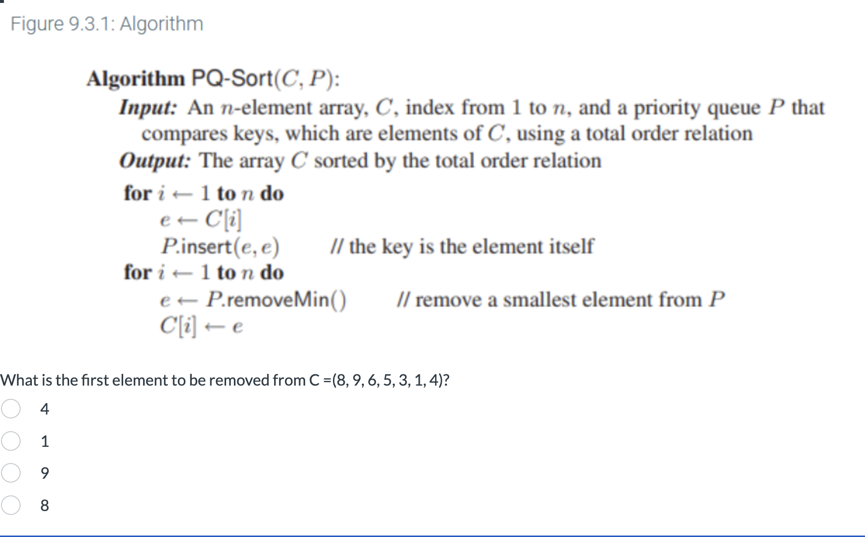 Solved Algorithm Pq Sort Cp Input An N Element Array 