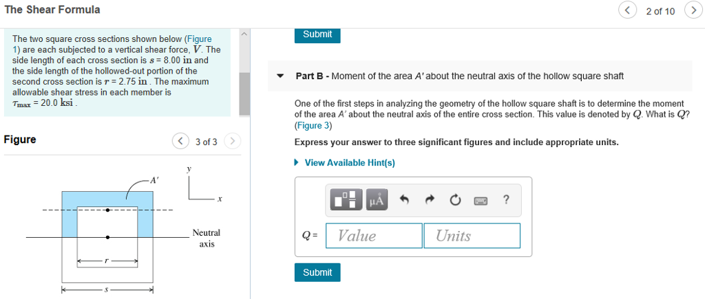 Solved The Shear Formula The two square cross sections shown | Chegg.com