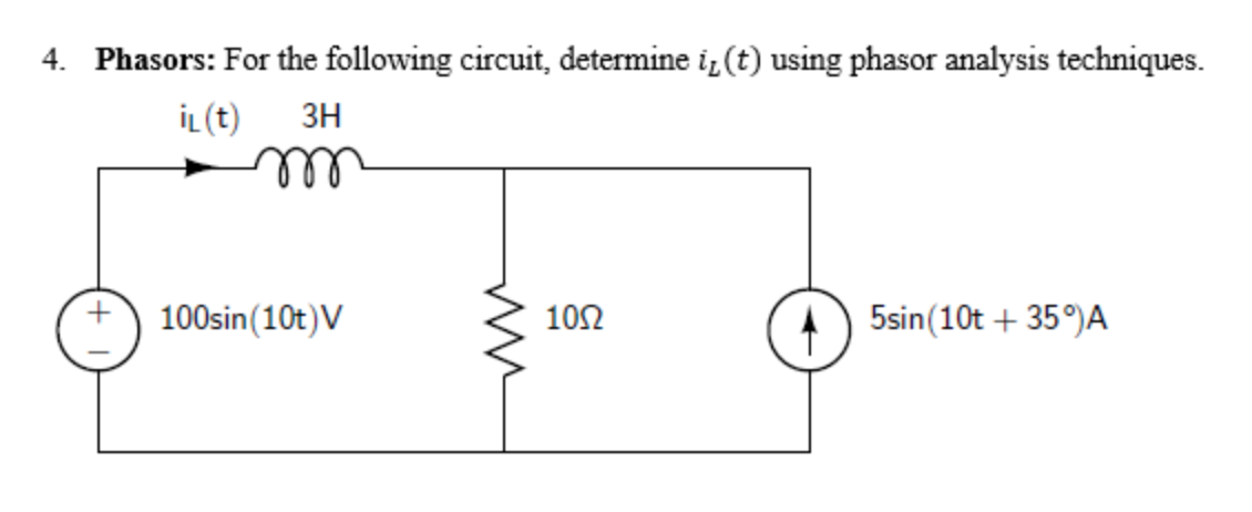 Solved 4. Phasors: For the following circuit, determine | Chegg.com