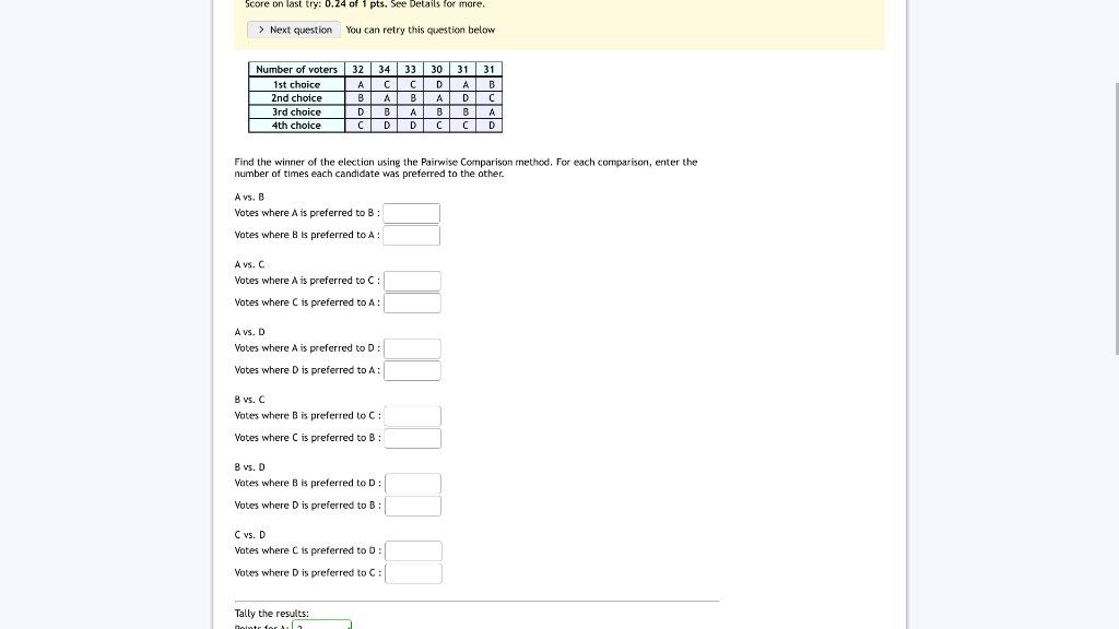 Solved You can retry this question below Find the winner of | Chegg.com