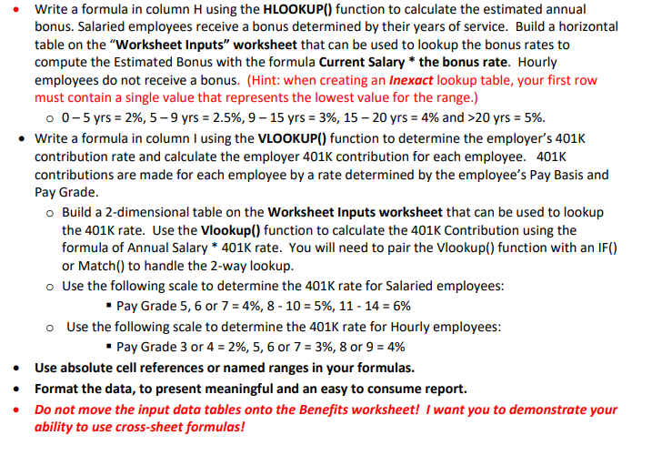 Solved Write a formula in column H using the HLOOKUP() | Chegg.com