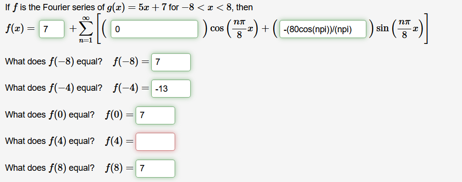 Solved If f ﻿is the Fourier series of g(x)=5x+7 ﻿for | Chegg.com