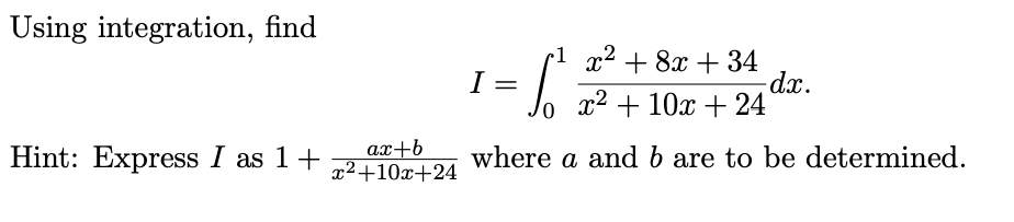 Solved Using integration, | Chegg.com