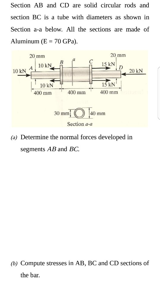 Solved Section AB and CD are solid circular rods and section | Chegg.com
