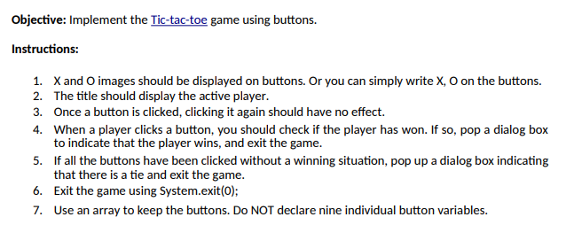 Solved Objective: Implement the Tic-tac-toe game using | Chegg.com