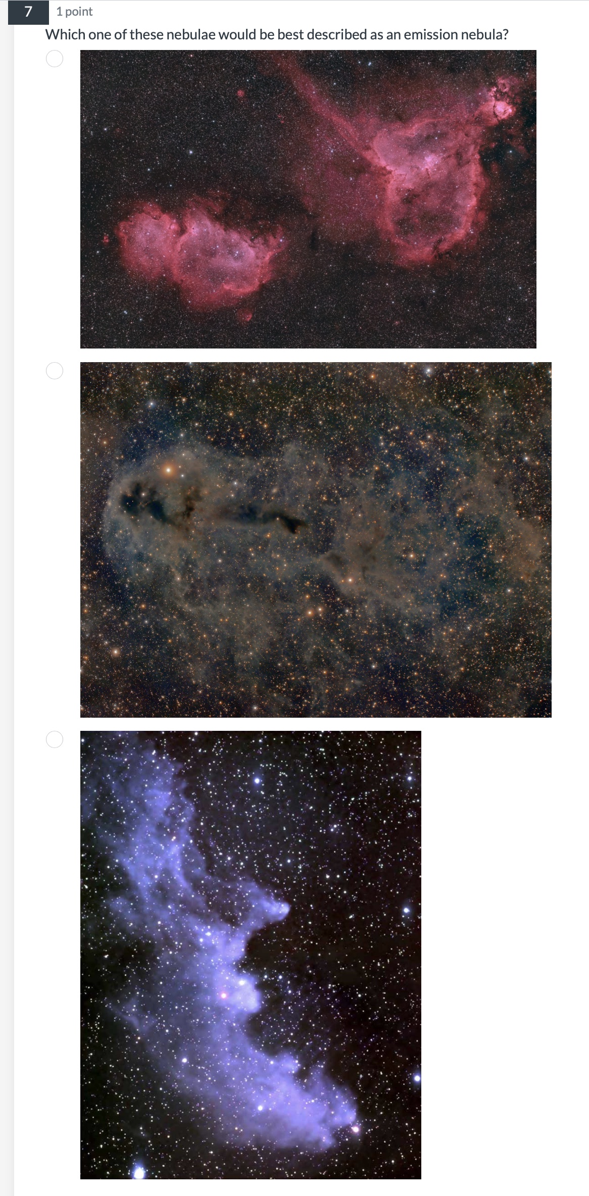 Solved Which one of these nebulae would be best described as | Chegg.com