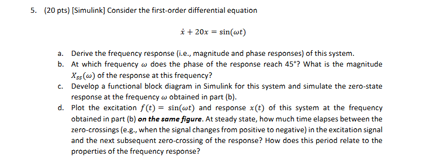 Solved (20 pts) [Simulink] ﻿Consider the first-order | Chegg.com