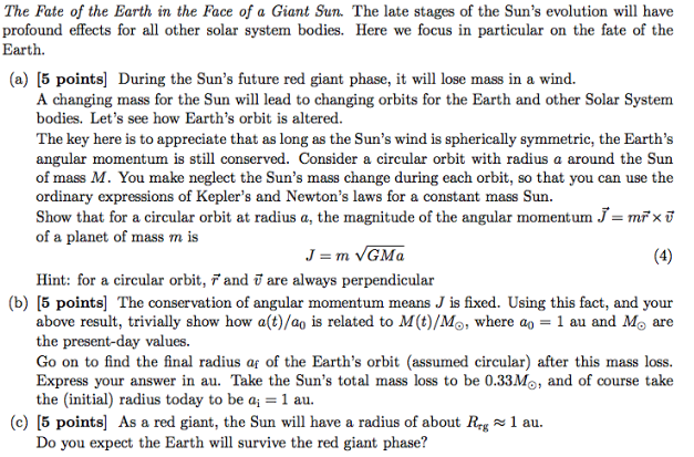 The Fate of the Earth in the Face of a Giant Sun. The | Chegg.com