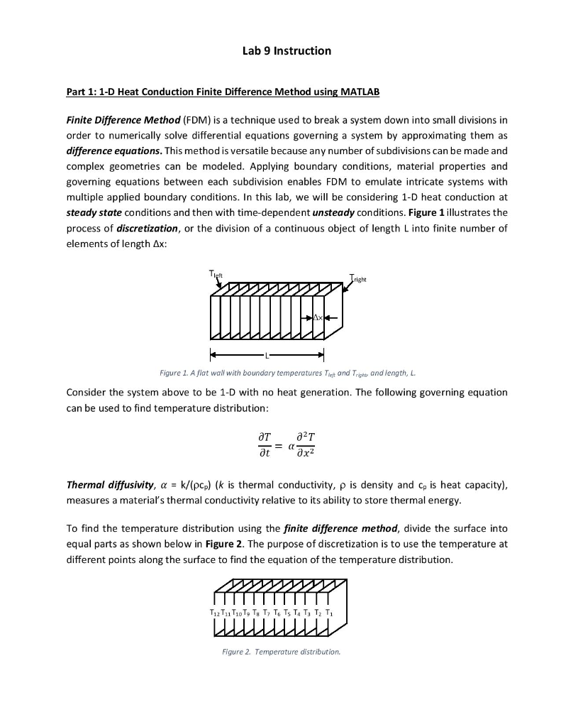 Lab 9 Instruction Part 1 1 D Heat Conduction Finite