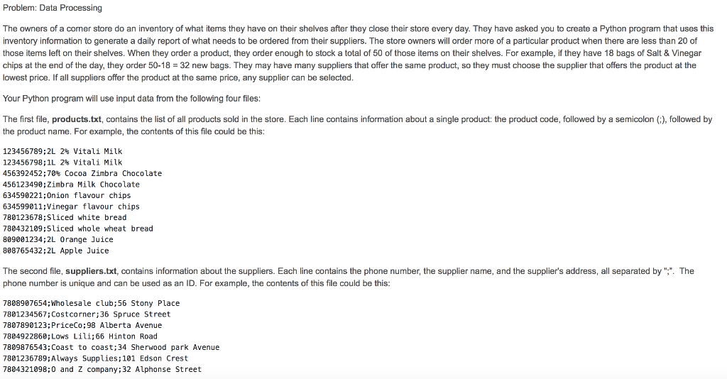 Assignment Specifications Problem: Data | Chegg.com