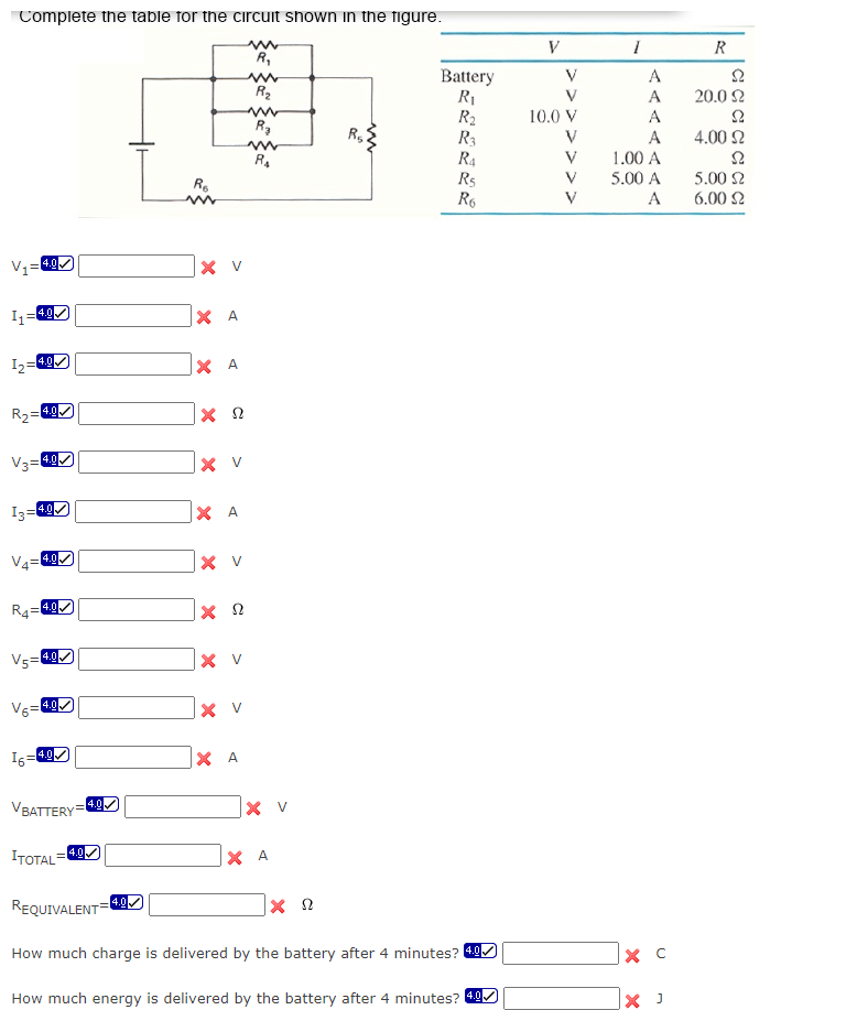 Solved V 1 Complete the table for the circuit shown in the | Chegg.com
