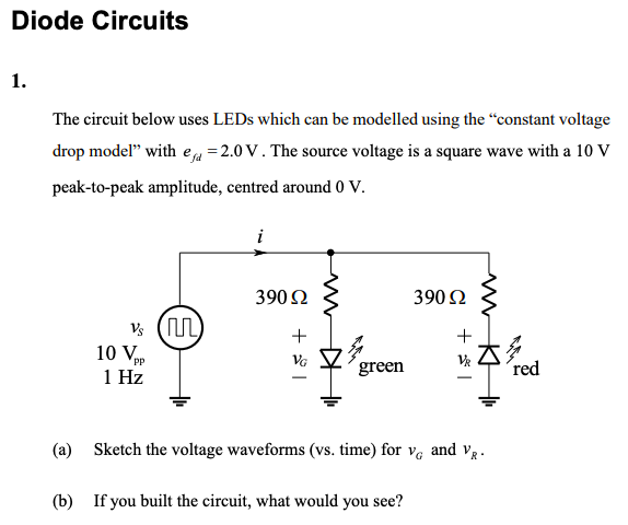 The circuit below uses LEDs which can be modelled | Chegg.com The circuit below uses LEDs which can be modelled | Chegg.com