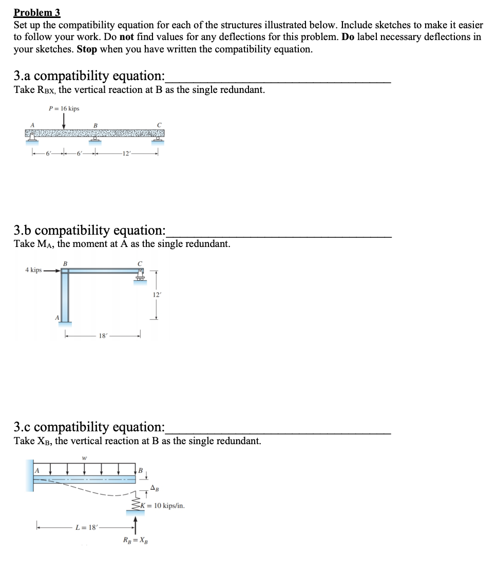 Solved Problem 3 Set up the compatibility equation for each | Chegg.com