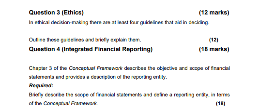 Solved Question 3 (Ethics) (12 marks) In ethical | Chegg.com