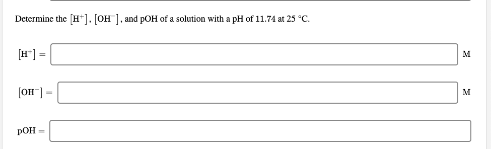 Solved Determine the (H+), OH), and pOH of a solution with a | Chegg.com