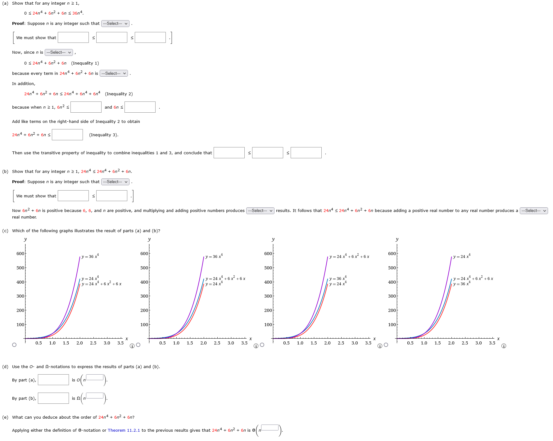Solved Show that for any integer n ≥ 1, 0 ≤ 24n4 + 6n2 + 6n | Chegg.com