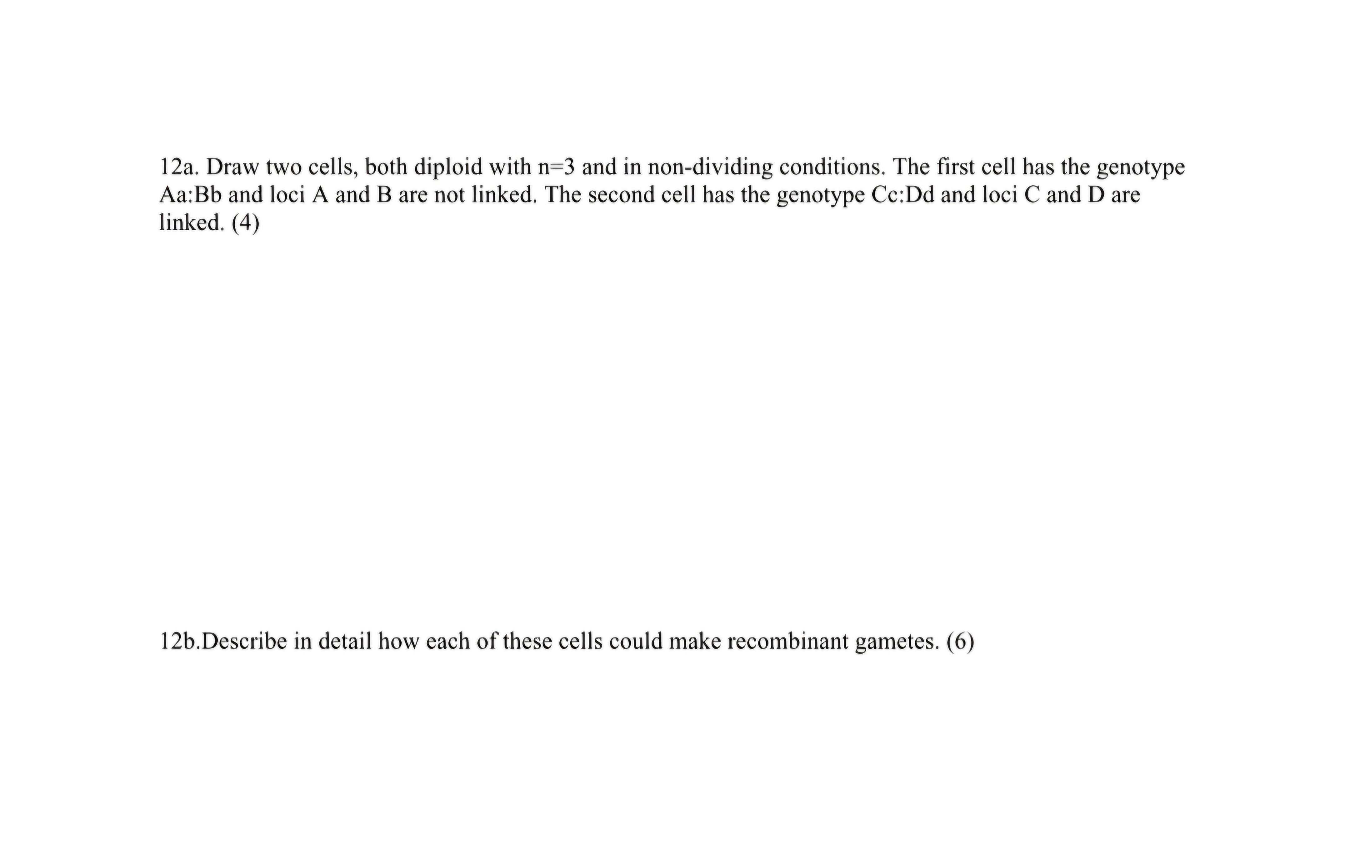 Solved 12a. ﻿Draw two cells, both diploid with | Chegg.com