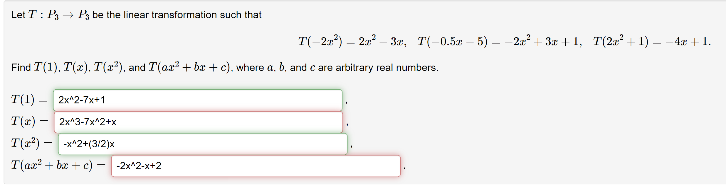 Solved Let T:P3 + P3 be the linear transformation such that | Chegg.com