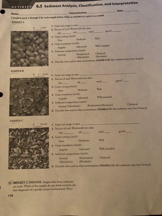Solved 6.5 Sediment Analysis, Classification, and | Chegg.com