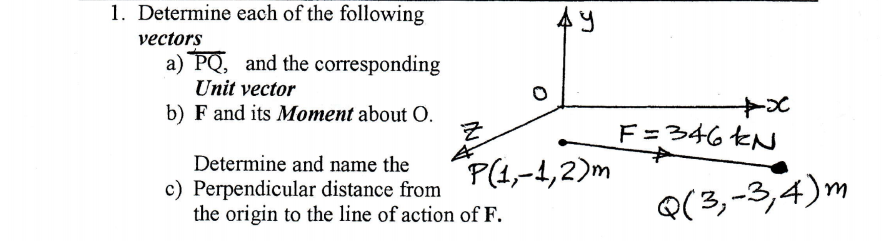 Solved АУ 1. Determine each of the following vectors a) PQ, | Chegg.com
