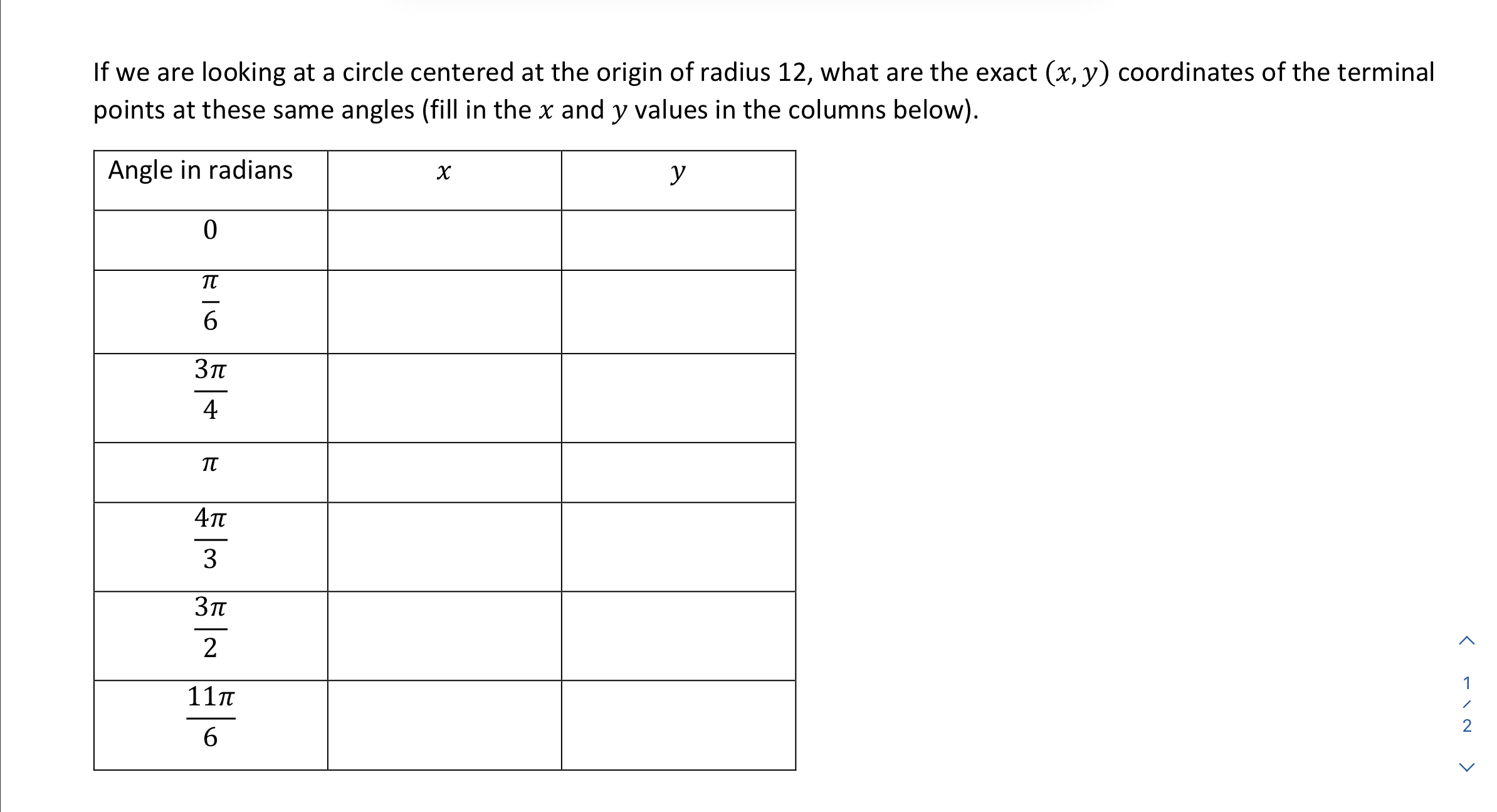 Solved If we are looking at a circle centered at the origin | Chegg.com