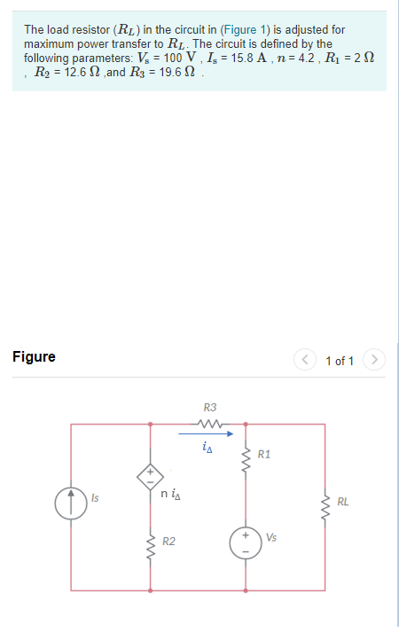 Solved The load resistor (RL) in the circuit in (Figure 1) | Chegg.com