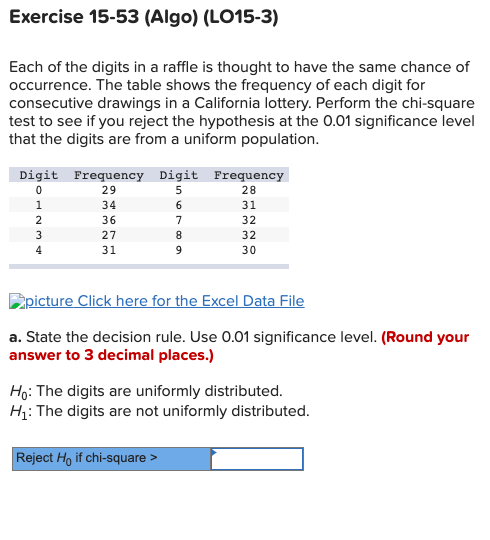Solved Exercise 15-53 (Algo) (LO15-3) Each of the digits in | Chegg.com