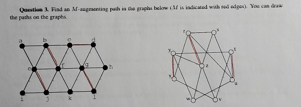 Solved Question 3. Find an M-augmenting path in the graphs | Chegg.com