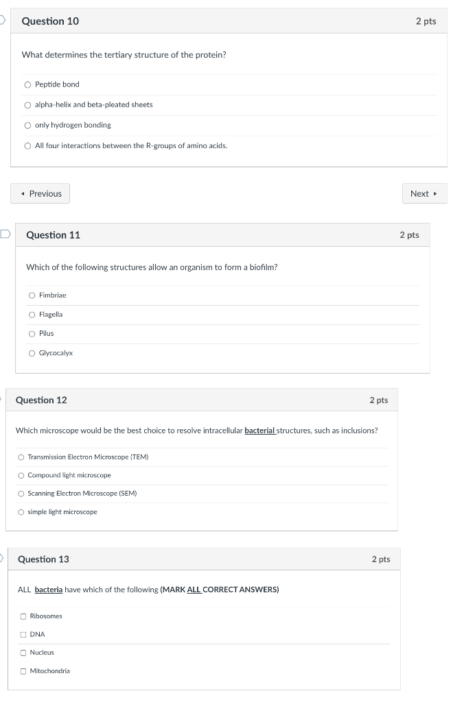 Solved Question 10 2 pts What determines the tertiary | Chegg.com