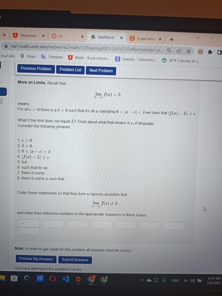 Solved More on Limits. Recall that limx→cf(x)=L means: For | Chegg.com