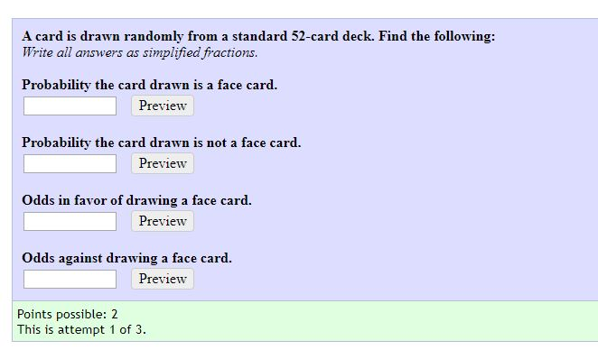 Solved A card is drawn randomly from a standard 52-card | Chegg.com