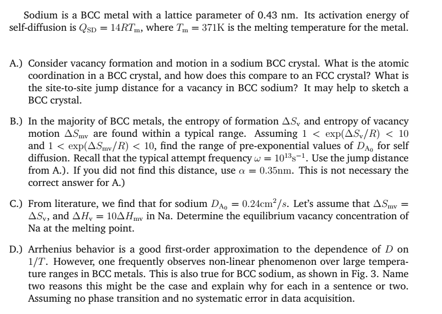 Solved Sodium is a BCC metal with a lattice parameter of | Chegg.com