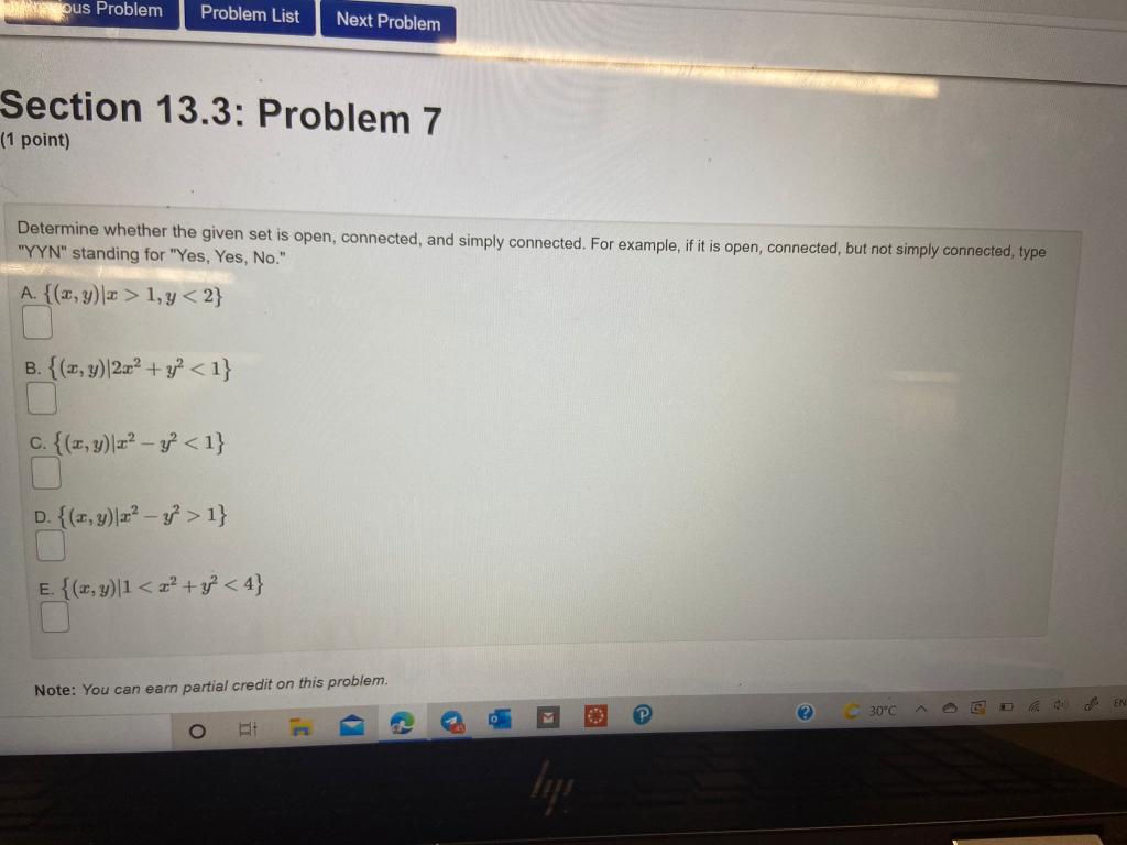 Solved Determine Whether The Given Set Is Open Connected 6288