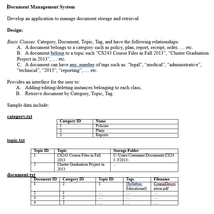 Document Management System Develop an application to | Chegg.com