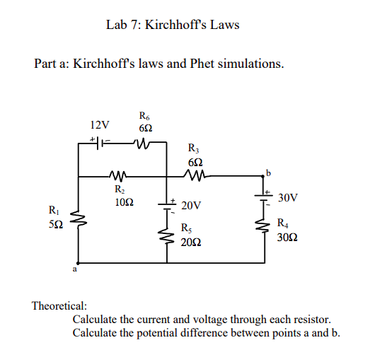 Solved Lab 7: Kirchhoff's Laws Part a: Kirchhoff's laws and | Chegg.com