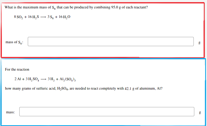 Solved What is the maximum mass of Sg that can be produced | Chegg.com
